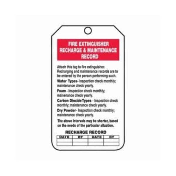 Accuform Safety Tags, FIRE EXTINGUISHER RECHARGE AND MAINTENANCE RECORD, 5.75in x 3.25in, PF ...